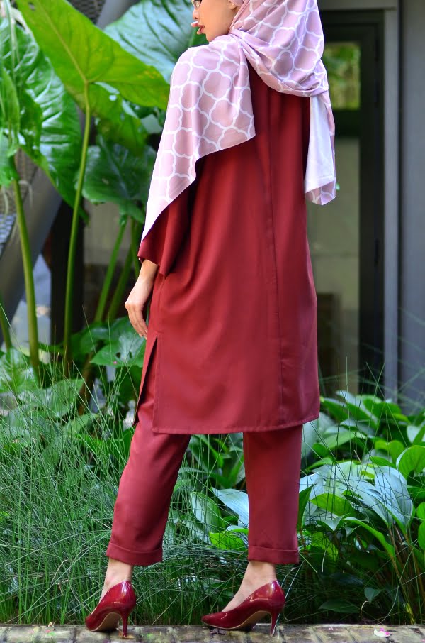 SELENA TUNIC SET (MAROON) - Maroon Red