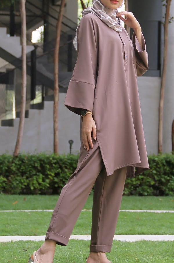SELENA TUNIC SET (COFFEE) - Maroon Red