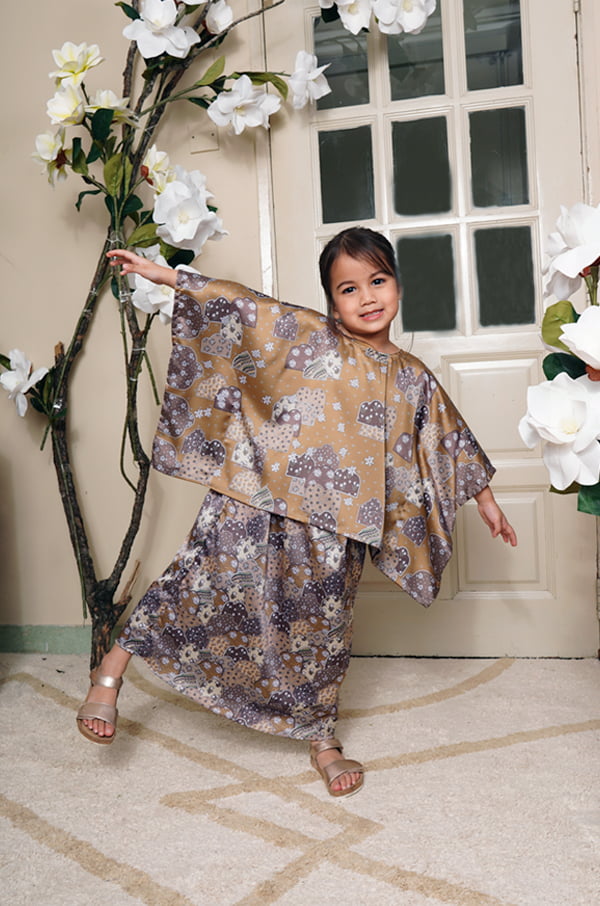 TAEJA PAREO SET KIDS (GOLDEN BROWN) - Maroon Red