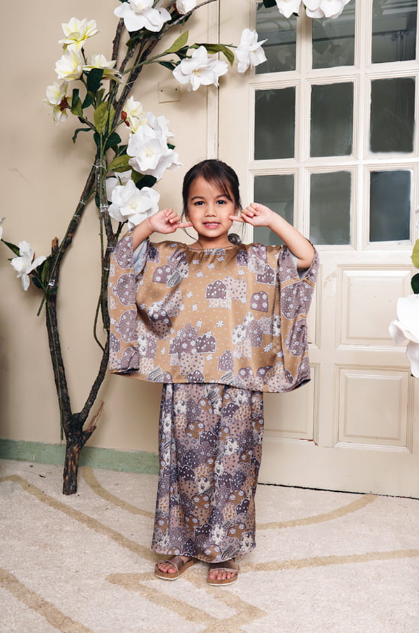 TAEJA PAREO SET KIDS (GOLDEN BROWN) - Maroon Red