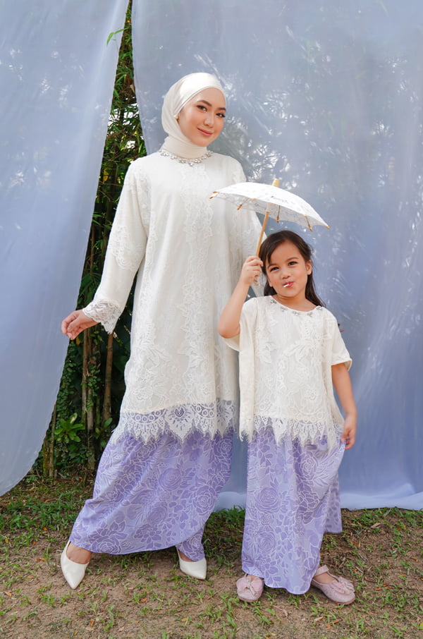 RENDA SERIES : KIRANA SET (LAVENDER BLUE) - Maroon Red