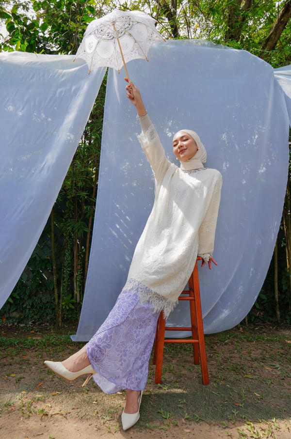 RENDA SERIES : KIRANA SET (LAVENDER BLUE) - Maroon Red