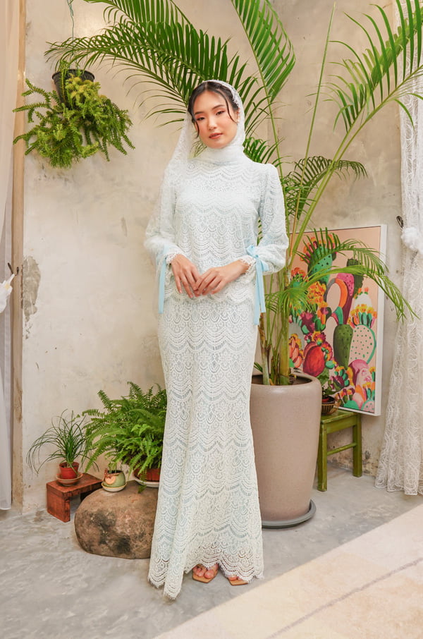 RENDA SERIES : JUITA SET (WINTER BABY BLUE) - Maroon Red